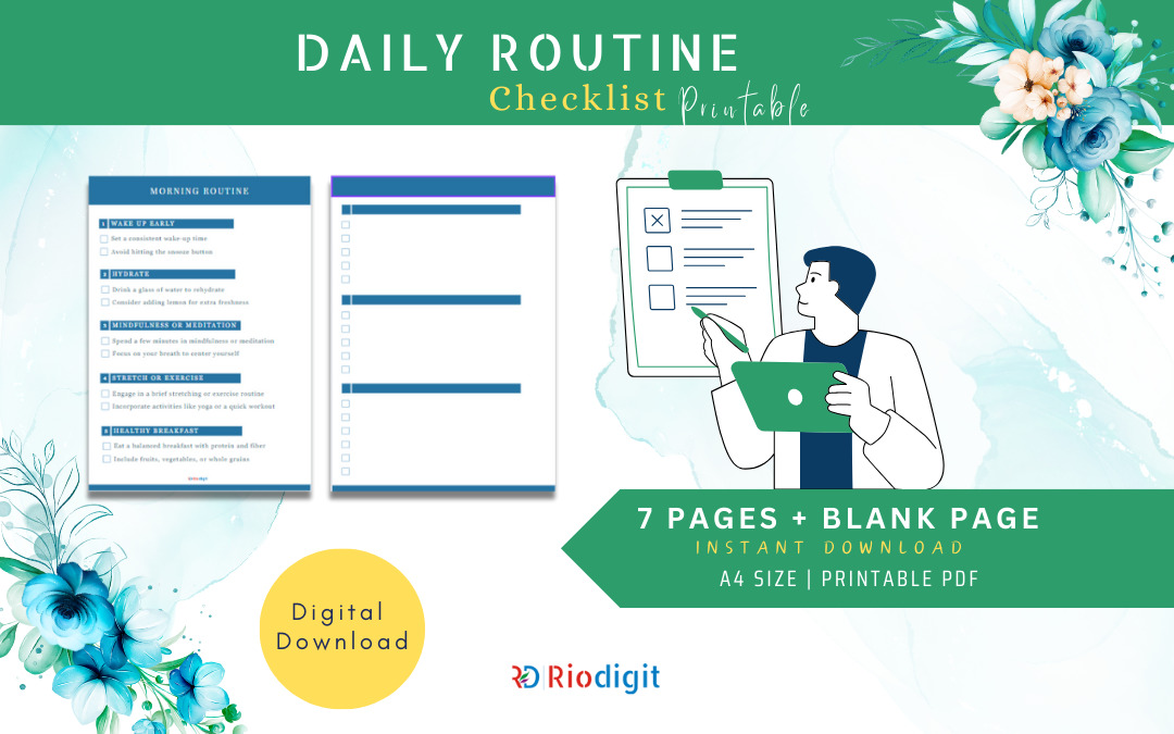 Daily Routine Checklist Printable - Riodigit: Design assets Printables ...