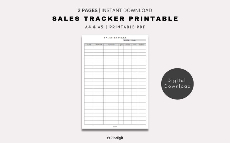 Sales Tracker Printable - Riodigit: Design assets Printables, Social ...